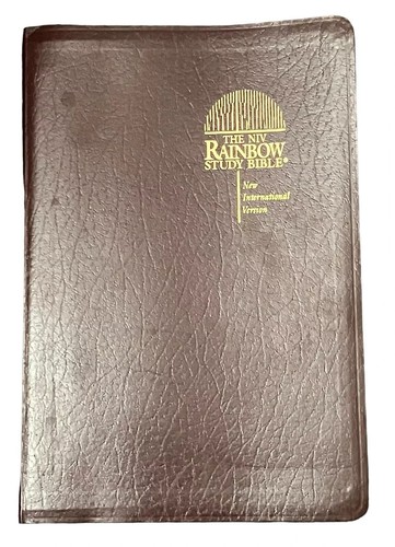NIV RAINBOW STUDY BIBLE Color-Coded Bold Line Edition 1996 Burgundy ...