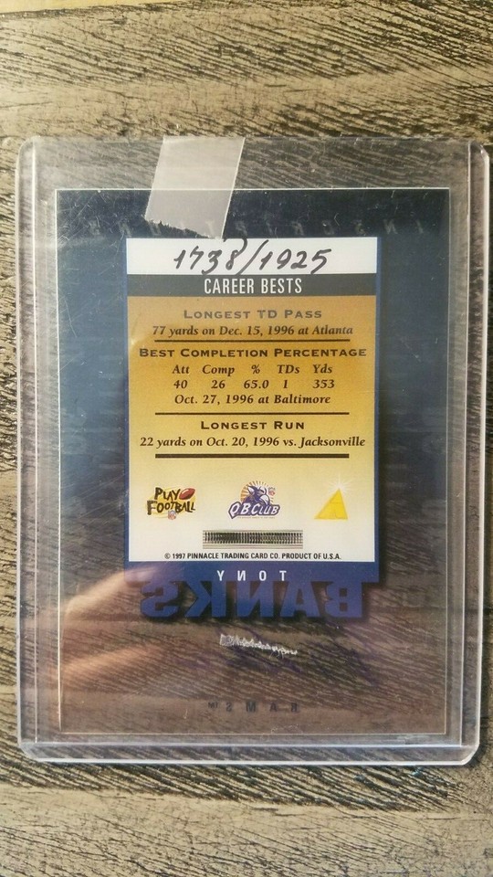 1997 Pinnacle Inscriptions Tony Banks /1925 | eBay