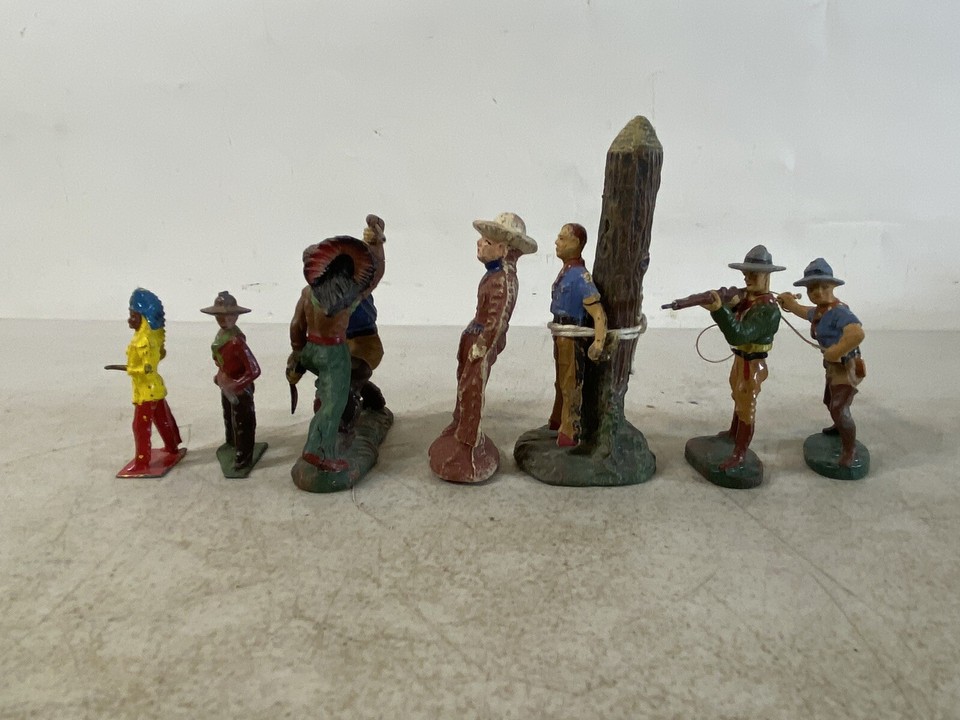 Vintage Cowboys & Indians Toy Miniatures Figures Lot 9E69 | eBay