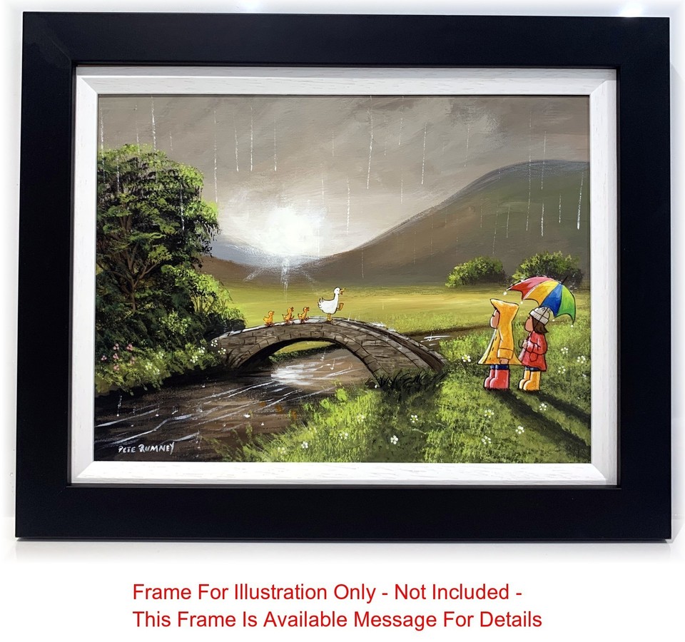 Pete Rumney Art Painting Duck Parade On The Little Bridge Fun Rainy Day ...