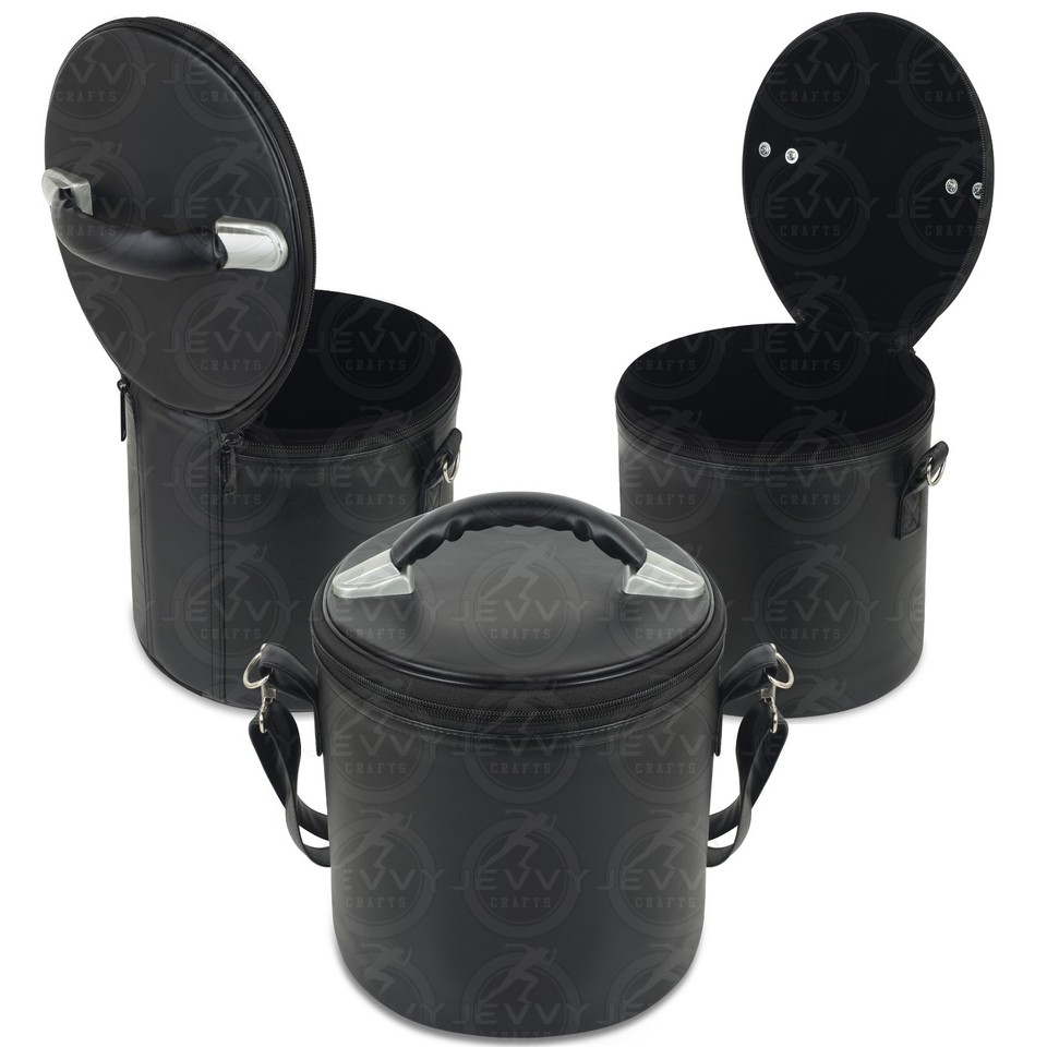 Plain Black Fez Hat Case Faux Leather with Strap | Velvet Lined Storage ...