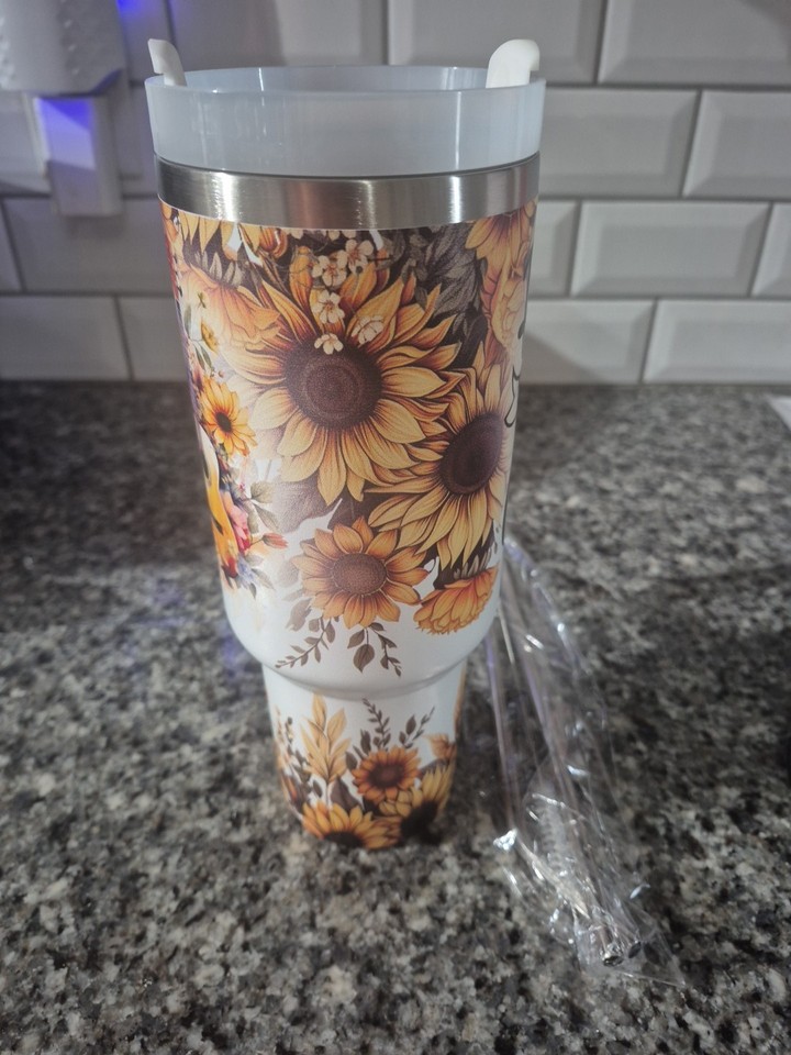 40 Oz Tumbler With Handle 40oz Sunflower Guitar W Lid Straw Double ...