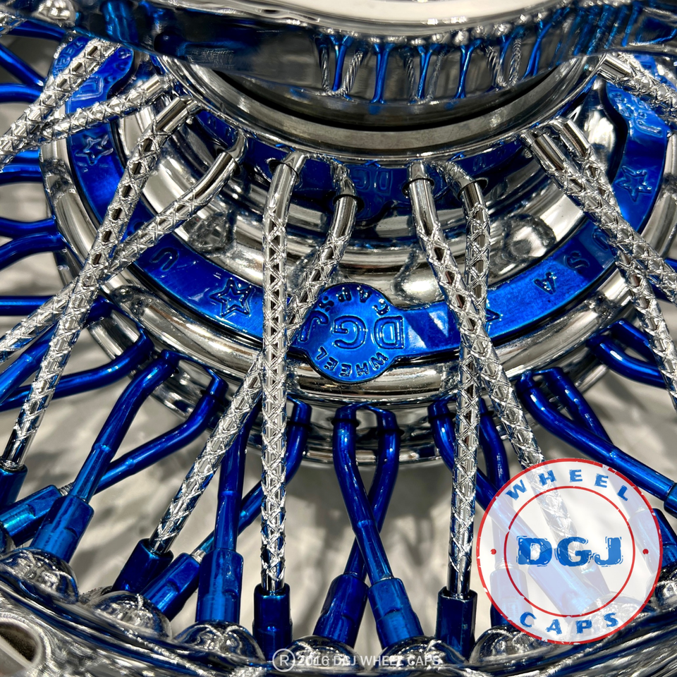 DGJ 14x7 Rev 72 CL Diamond & Candy Blue Spokes, Nip & HR Lowrider Wire ...