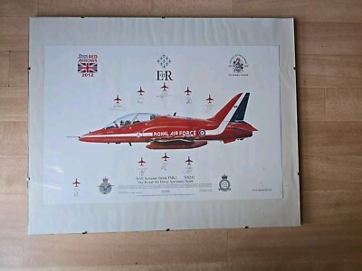 RAF RED ARROWS HAWK TMK1 SIGNED BY ALL THE SQUADRON FRAMED PRINT 2012 ...