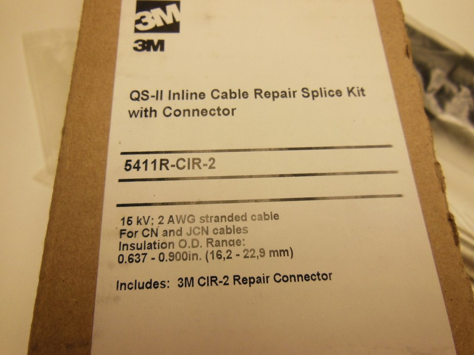 3M QS-11 Inline Cable repair Splice Kit w/ connector 5411R-CIR-2 15KV ...