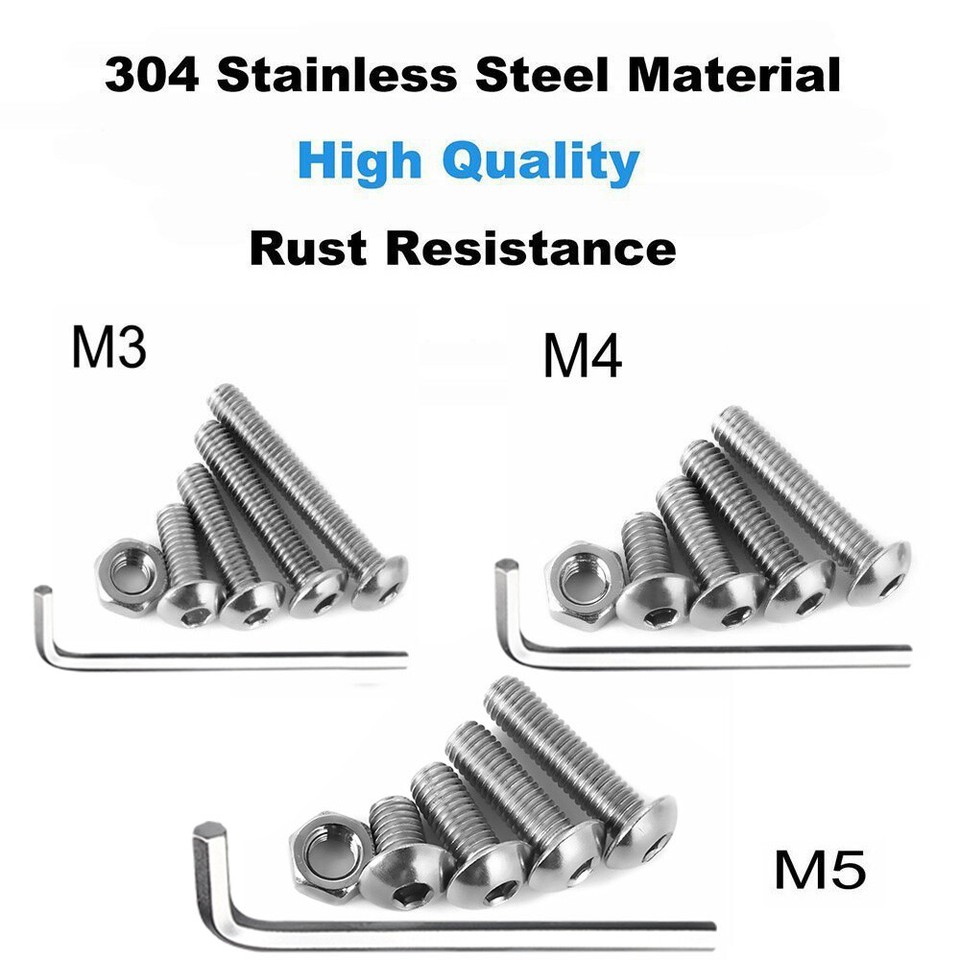 500Pcs Set Fully Threaded Hex Screw Bolts and Nuts M3 M4 M5 Fixing Kit ...