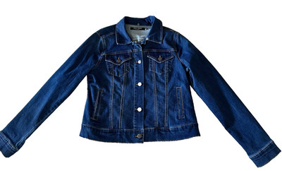 NEW Max Jeans Dark Wash Denim Jean Jacket Button-Front Long Sleeve ...