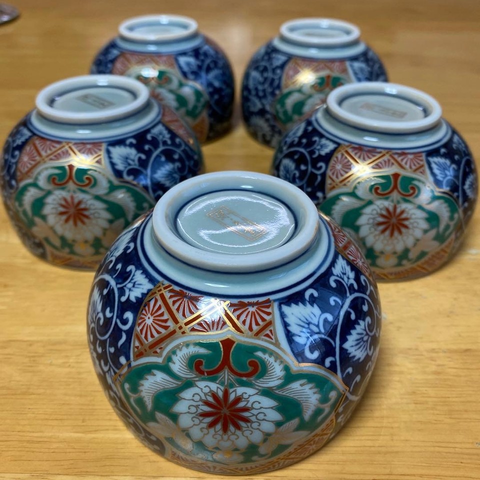 Y1213 Arita ware Genkyo kiln Old Imari teapot teacup with lid tea set 6 ...