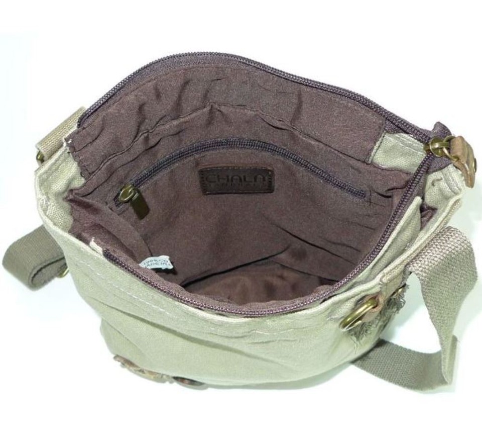 Chala Purse Handbag Sand Canvas Crossbody & Key Chain Tote Bag New ...