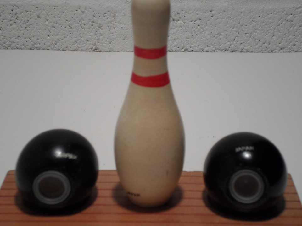 Vintage Bowling Pin and Two Balls Salt and Pepper Shakers by Napco ...