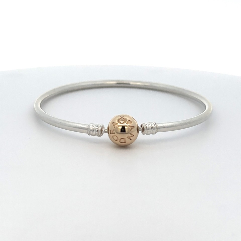 Pandora Moments Two Tone Bangle Bracelet 590718-19 NWOT Size 7.5 | eBay
