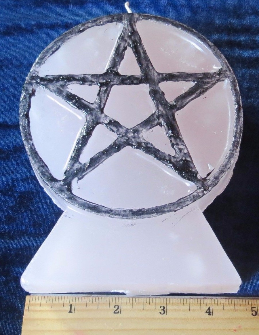 Pentagram wiccan Candle (7x5) 22oz black or white trim or plain by ...