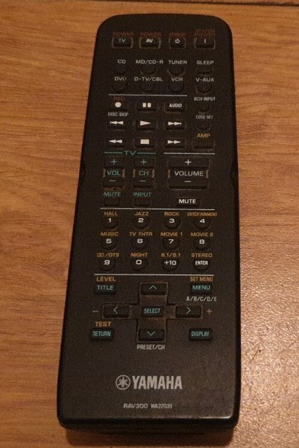Yamaha Rav300 Remote Control Wa22030 Htr-5635 Htr-5830 Yht-340 for sale ...