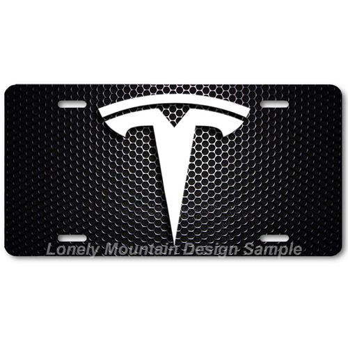 Tesla Inspired Art White on Mesh FLAT Aluminum Novelty Auto License Tag ...