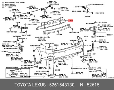 Genuine OE absorber, rear bumper energy, 5261548130 for TOYOTA 52615 ...