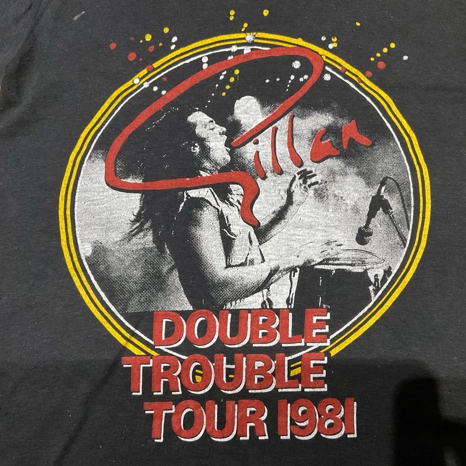 Vintage Ian Gillan Men’s Printed Double Trouble 1981 T-Shirt Size ...