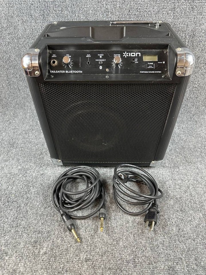 ION Tailgater Bluetooth Portable PA Speaker System w/ Mic & Guitar ...