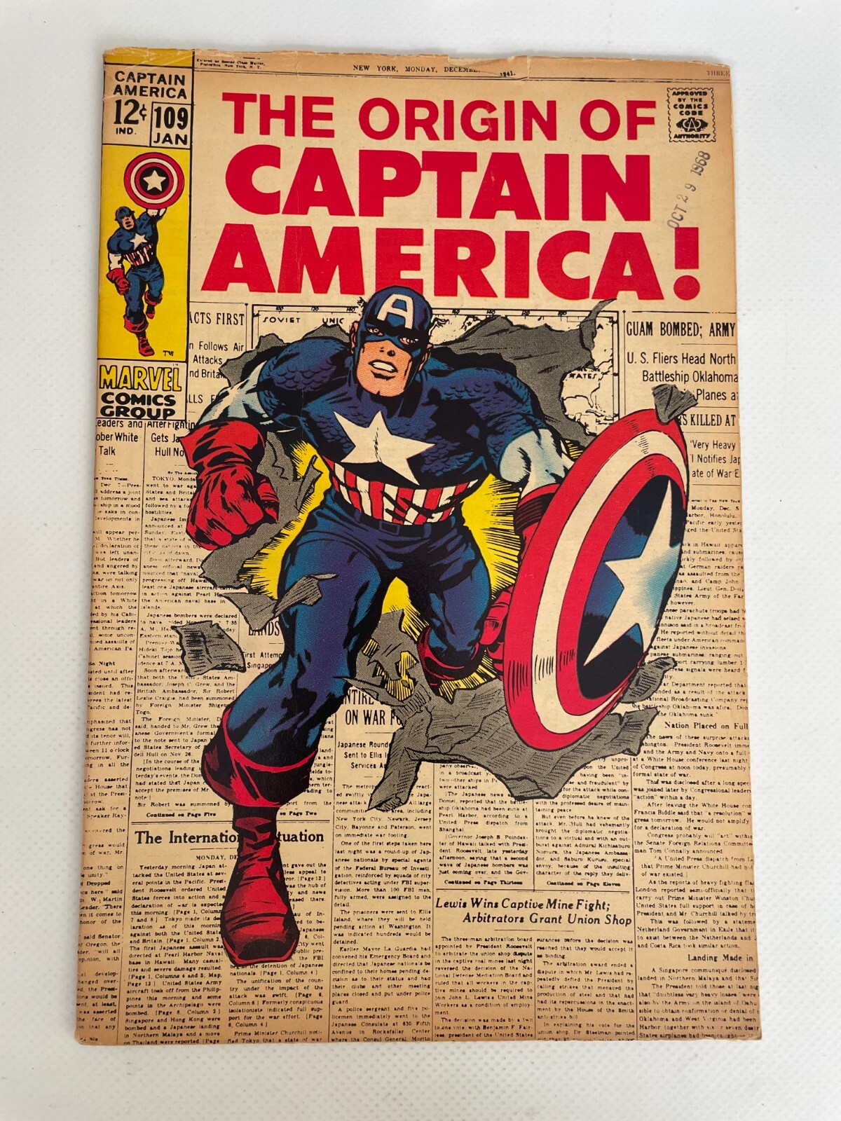 Captain America # 109 FN/VF Marvel Comic Book Silver Age Jack Kirby 4 ...