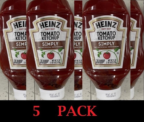 5x Heinz SIMPLY Tomato Ketchup VALUE BULK Size Bottle Tub 31 oz - 5 ...