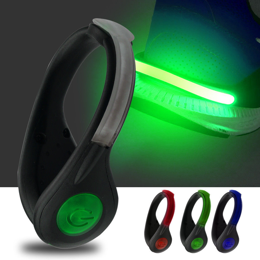 (PAIR) Rechargeable LED SHOE LIGHTS Glow Flash running sport cycling ...