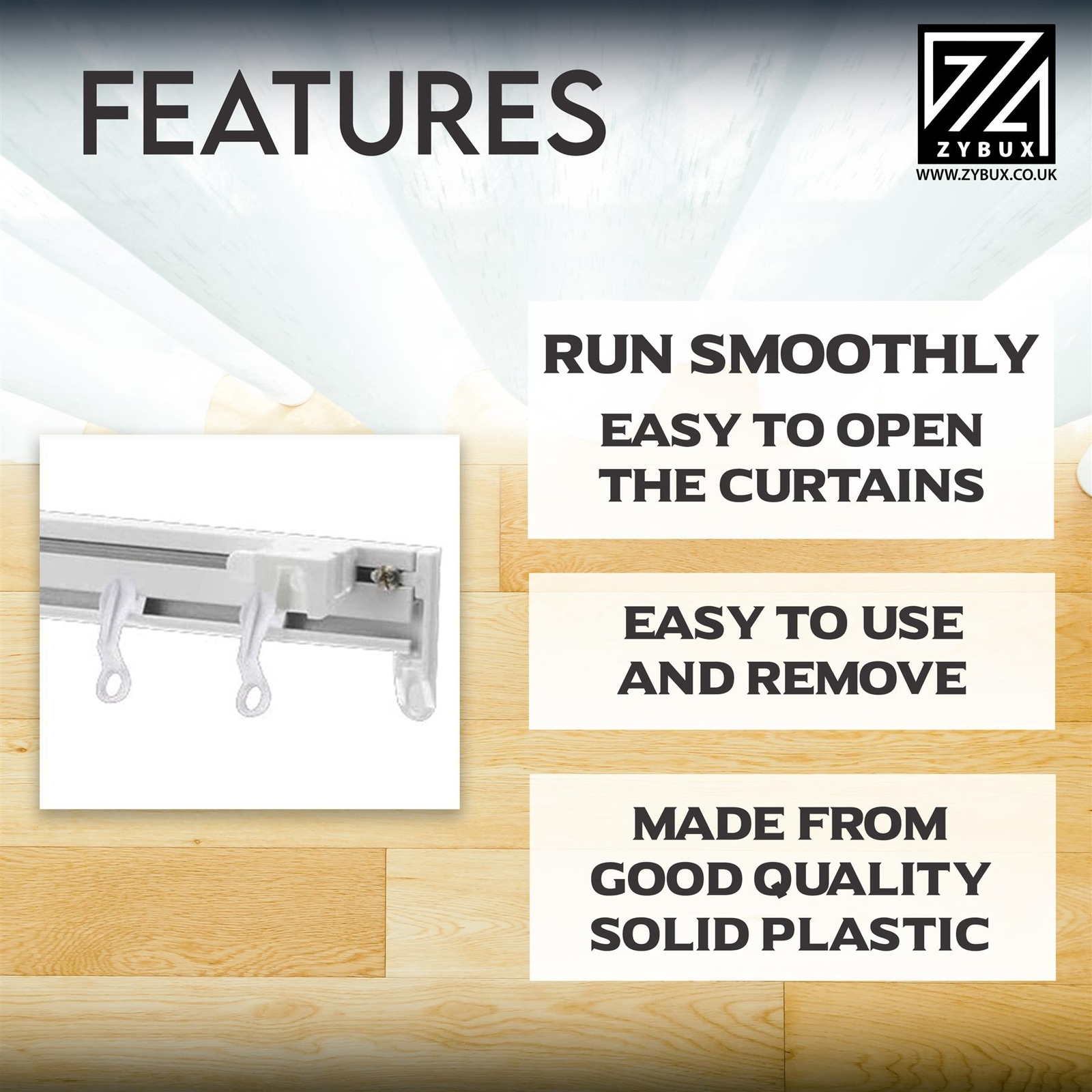 100 NOVA DELUXE For SWISH Curtain Hooks Runners White Curtain Track ...