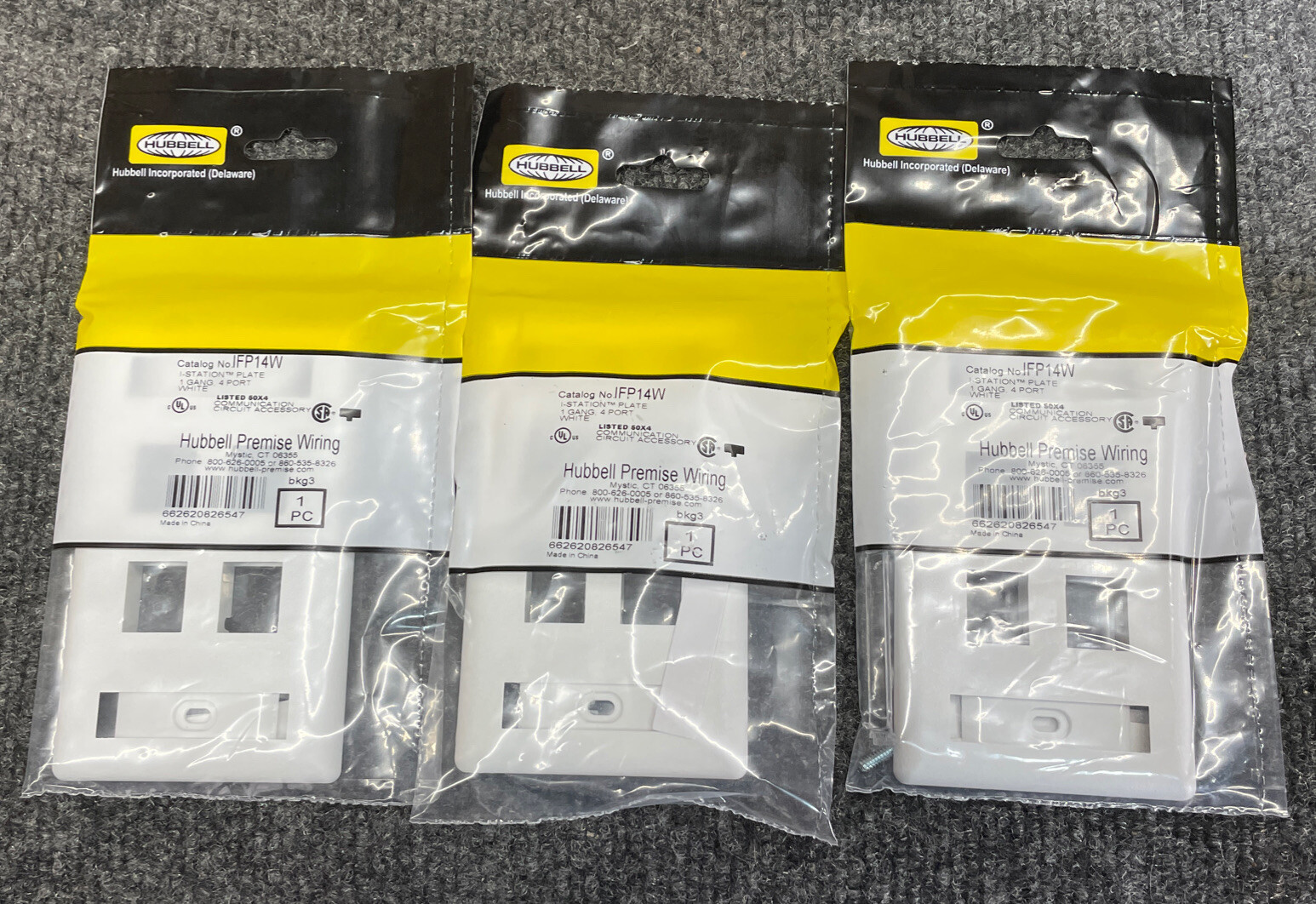 Qty 3 HUBBELL PREMISE WIRING IFP14W Faceplate,4 Port | eBay