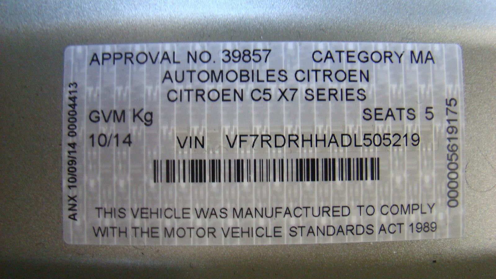 CITROEN C5 LEFT FRONT DOOR WINDOW/ GLASS, X7 02/12- 16 | eBay