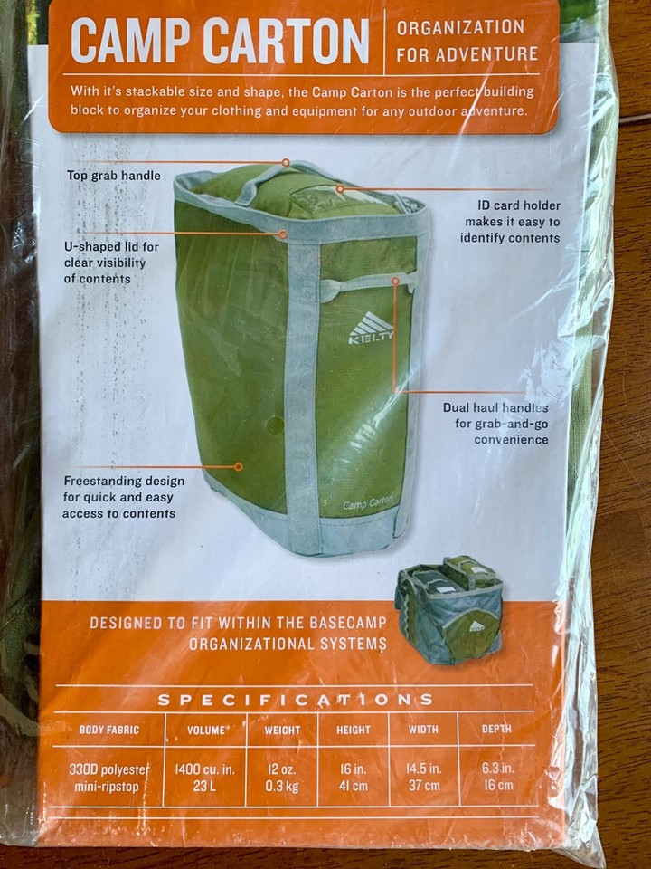 Kelty Camp Carton Carry Bag Tote Green/Grey Organizer 16'x14.5"x6.3" | eBay