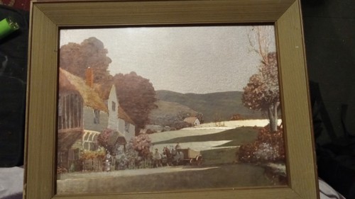 Vtg Ernest Uden Foil Art Print Lithograph Countryside Horse & Wagon ...