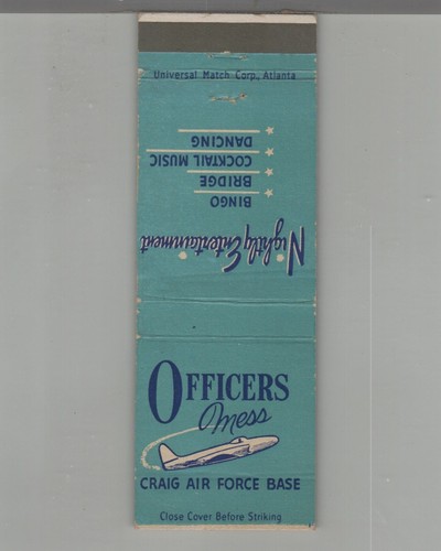 Matchbook Cover Craig Air Force Base Officers Mess | eBay