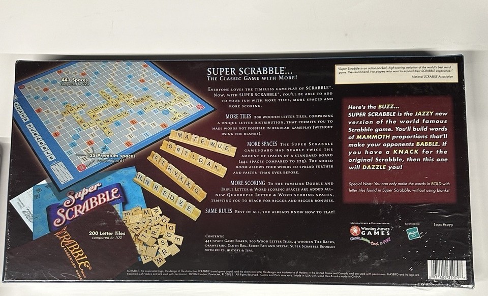 Super Scrabble Board Game Vintage / New Sealed 2004 Hasbro Crossword 2-4 Players | eBay