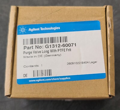 NEW!! Agilent Purge Valve long with PTFE frit, 600bar p/n: G1312-60071 ...