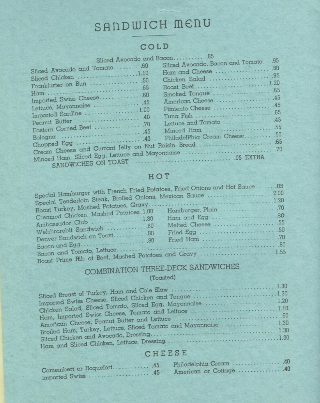 1949 Ambassador Hotel Cafe Ambassador Menu Los Angeles CA +brochure ...