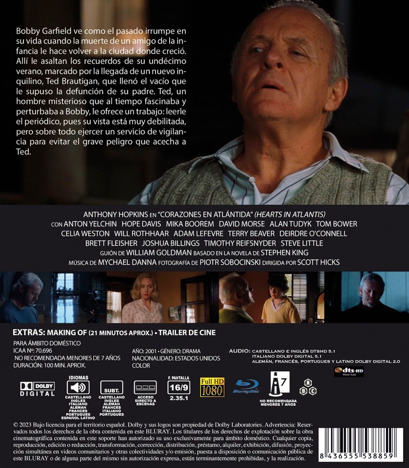 Hearts in Atlantis (2001) Blu-Ray NEW (Spanish Package has English ...