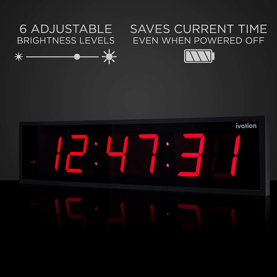 Ivation 24" Large Digital Clock, LED Digital Wall Clock W/Timer & Alarm ...