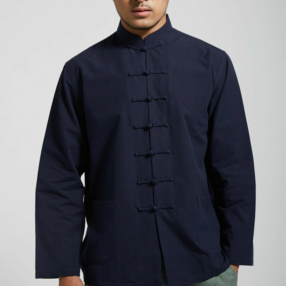 Mens Traditional Chinese Tang Suit Coat Jacket Kung Fu Tai Chi Wingchun ...