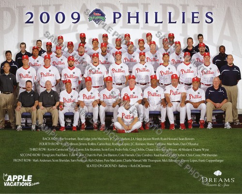 2009 PHILADELPHIA PHILLIES 8X10 TEAM PHOTO HAMELS MADSEN ROLLINS UTLEY ...