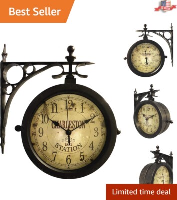 Weather-Resistant Train Station Clock with Double Sided Clock and ...