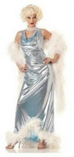 Silver Screen Goddess Marilyn Lame Glamour Gown Feather trim Costume ...