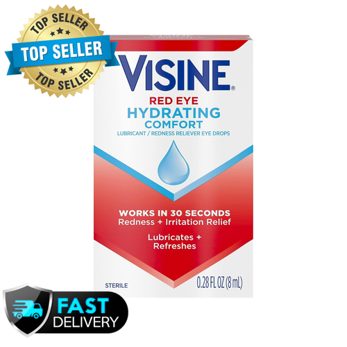 Visine Red Eye Hydrating Comfort Redness Relief Lubricating Eye Drops ...