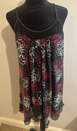 N D Intimates Large Sleeveless Night Gown Roses Dots Sexy Ruffle Sleep ...