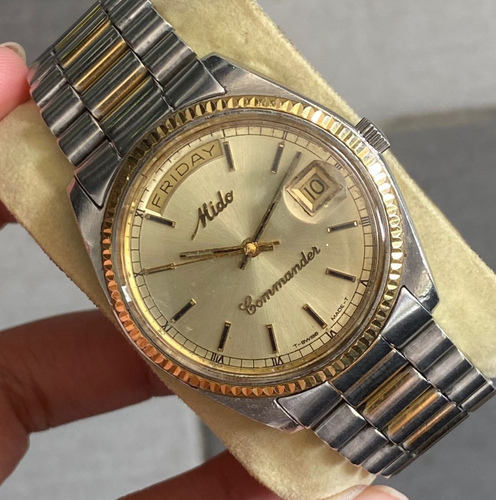 Rare Mido Commander President Gold Dial Two Tone Automatic DayDate ...