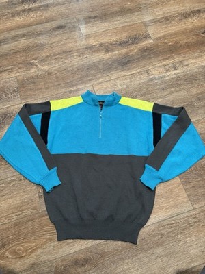 Vintage 80s DEMETRE Slalom Snow Ski Turquoise Neon Green Black Wool ...