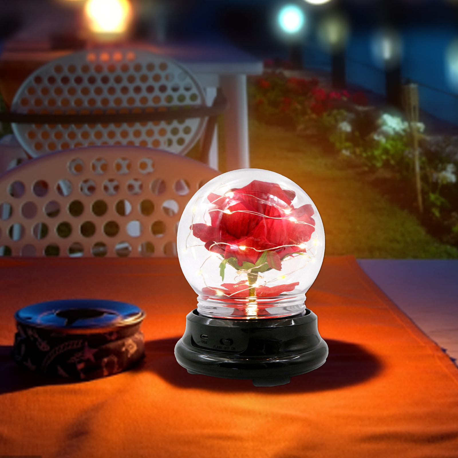 Glass Dome Lamp Memorable Widely Use Exquisite Dome Rose Led Flower ...
