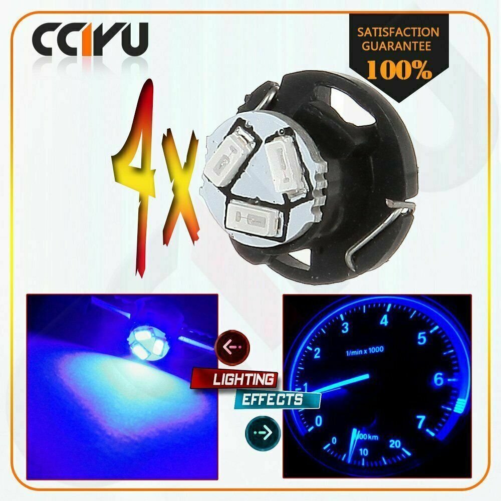 4Pcs Blue T5 T4.7 Neo Wedge 3-SMD LED Dash HVAC Climate Lights Control ...