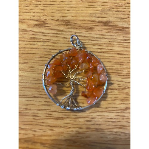 Carnelian pebble Tree of Life in silver tone. | eBay