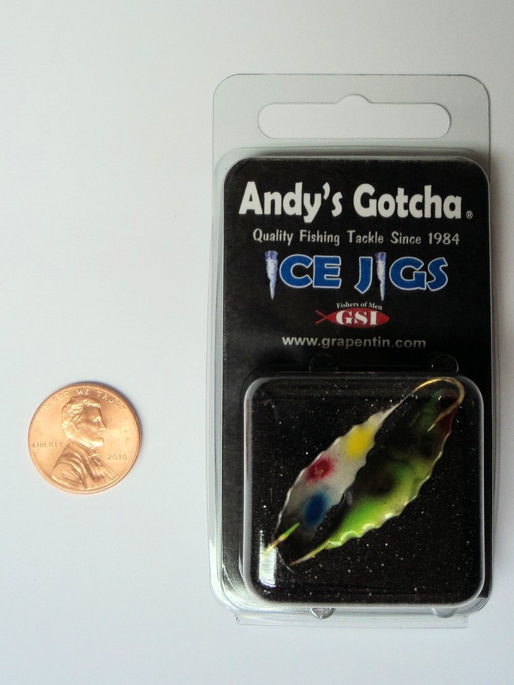 Andy's Gotcha Ice Jigs, TWO Packs (2 jigs per pk), #6 Hook, #3 Willow # ...