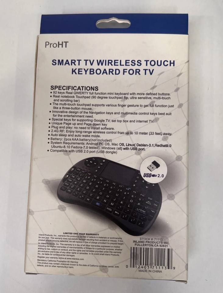 Mini Wireless Keyboard 2.4G with Touchpad Handheld Keypad for PC Or ...