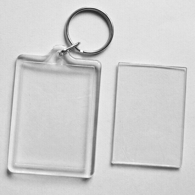 5 PCS 27x20MM ACRYLIC CLEAR KEYRINGS PHOTO SIZE CRAFT PICTURE BLANK ...