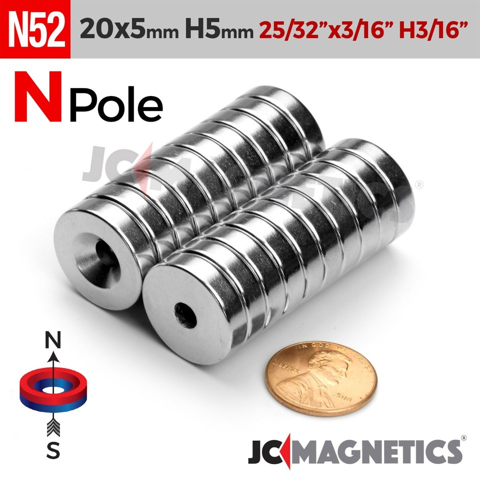 Rings Countersunk N52 Super Strong Rare Earth Neodymium Magnet North ...